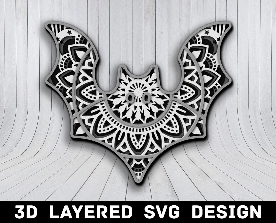 3D Mandala Bat SVG File, 3D Bat Mandala SVG Files, Bat 3D Mandala ...