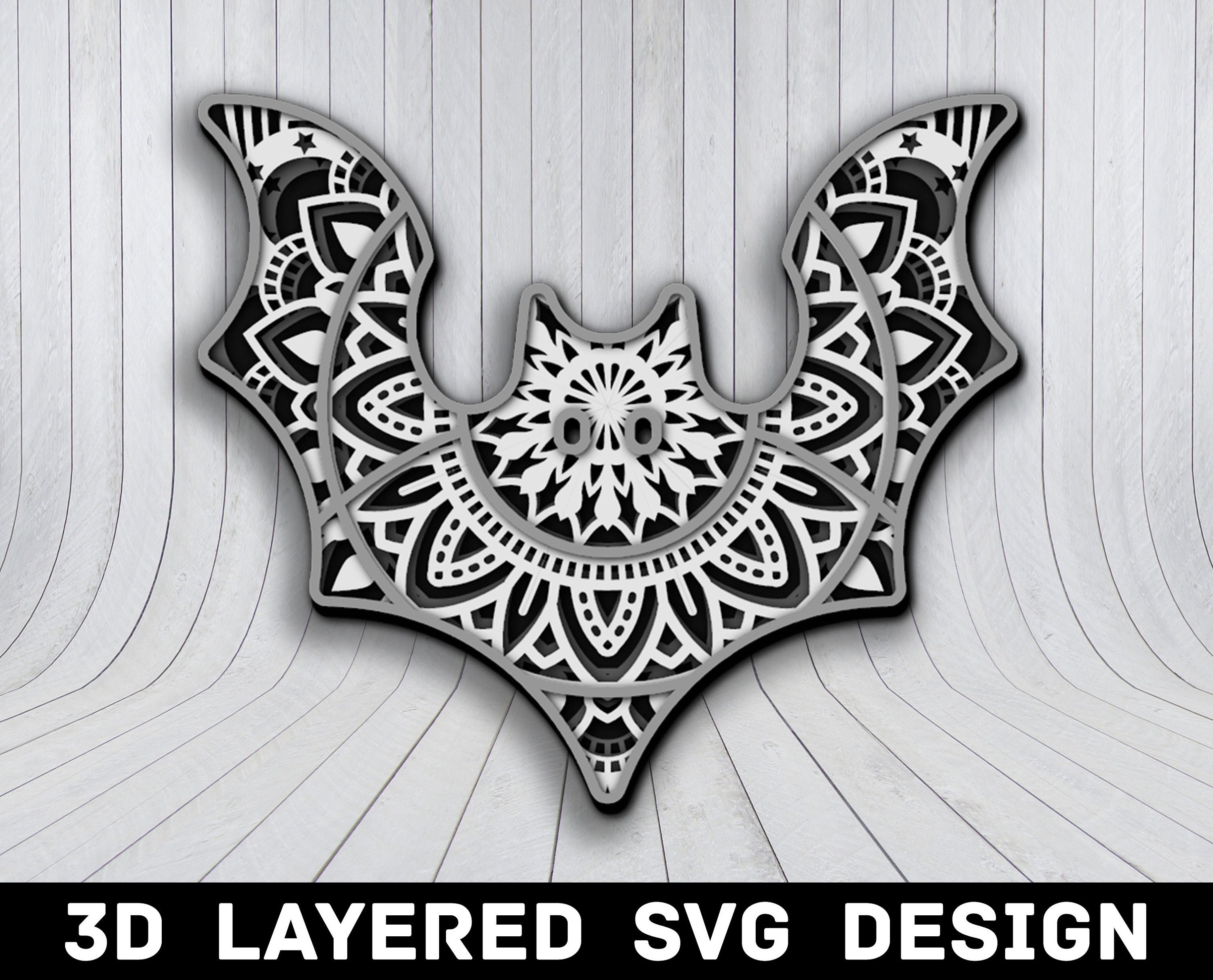 3D Mandala Bat SVG File 3D Bat Mandala SVG Files Bat 3D | Etsy