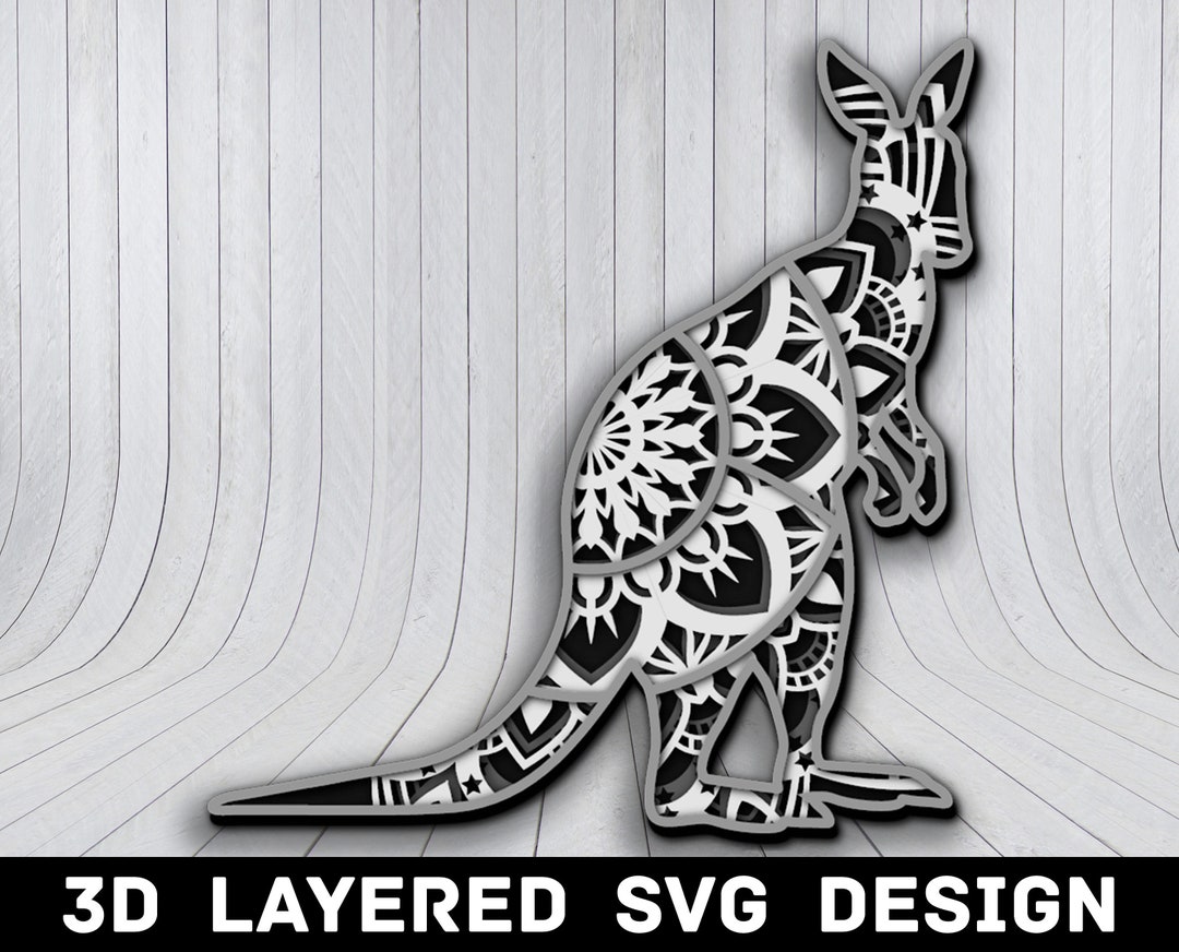 3D Mandala Kangaroo SVG File, Kangaroo SVG Files, Kangaroo 3D Mandala ...