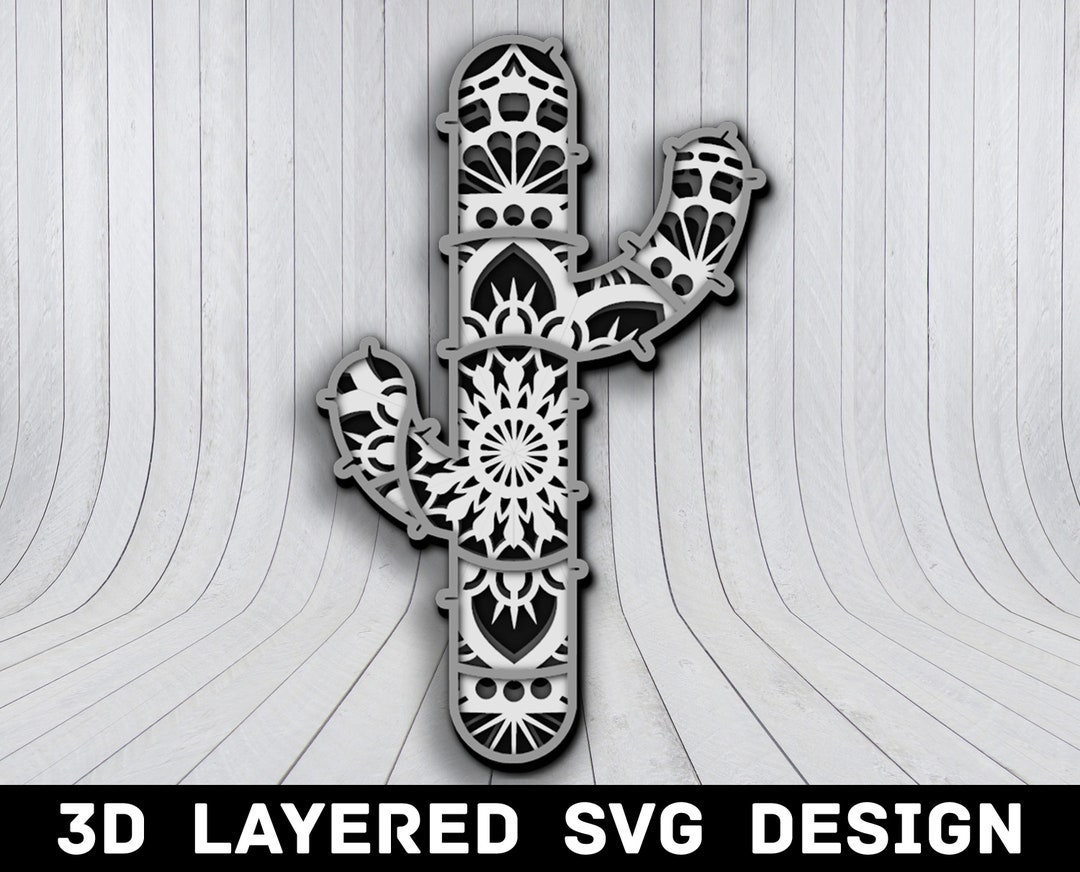 3D Mandala Cactus SVG File, Cactus Mandala SVG Files, Cactus 3D Mandala ...