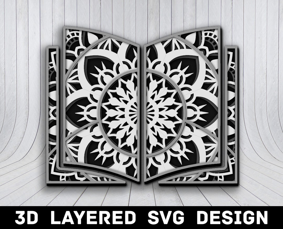 3D Mandala Book SVG File, 3D Book Mandala SVG Files, Book Club 3D ...