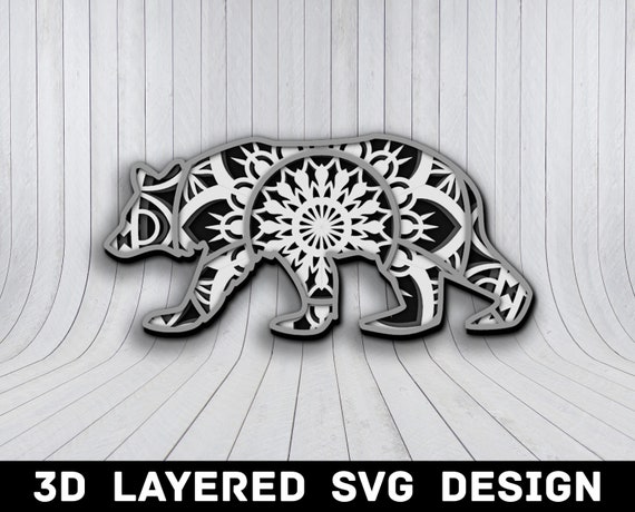3D Mandala Bear SVG File Bear Mandala SVG Files Mama Bear 3D - Etsy