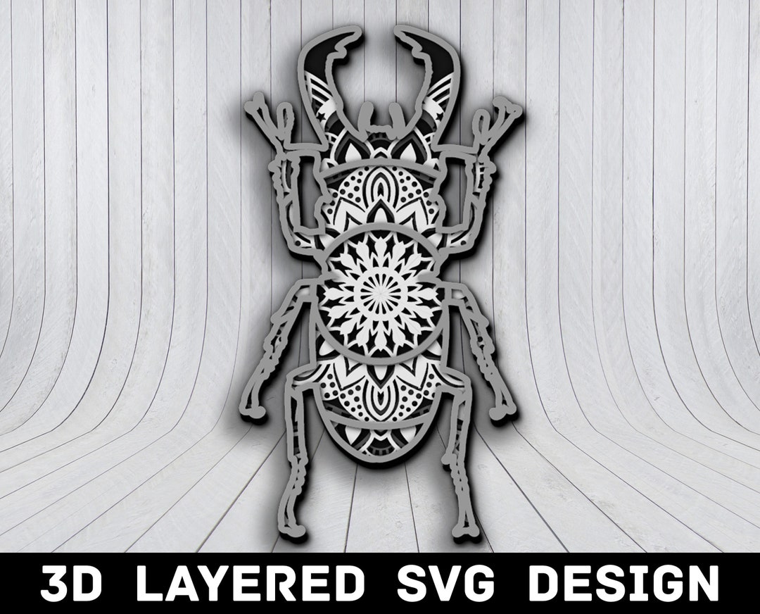 3D Mandala Bugs SVG File, Bug Mandala SVG Files, Beetle Bugs 3D Mandala ...