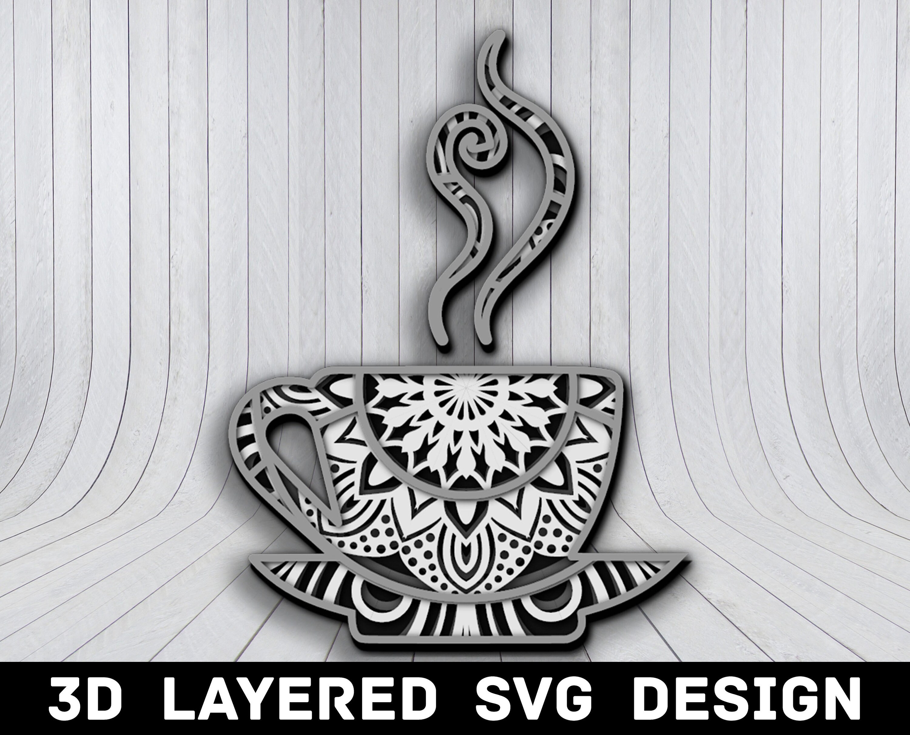 3D Mandala Coffee SVG File Coffee Mandala SVG Files Coffee - Etsy