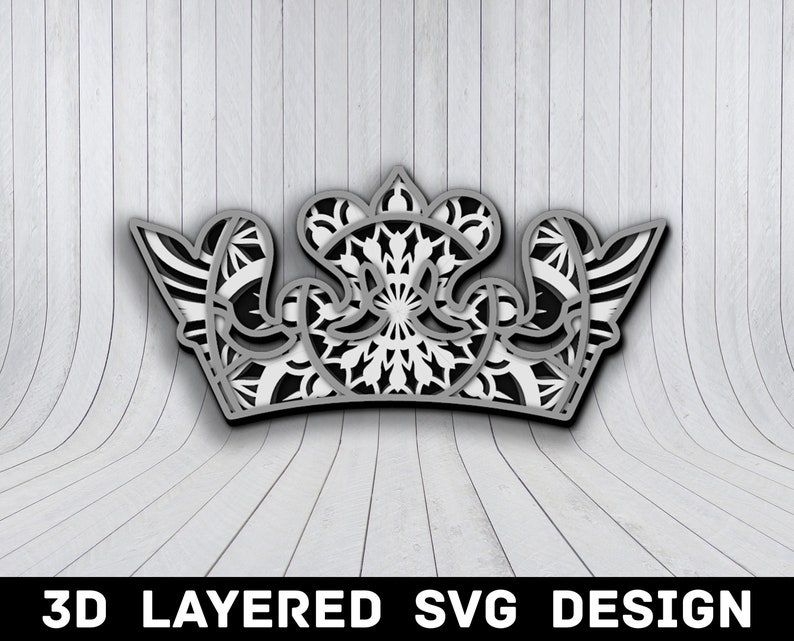 3D Mandala Crown SVG File, Crown Mandala SVG Files, Crown Tiara Mandala ...