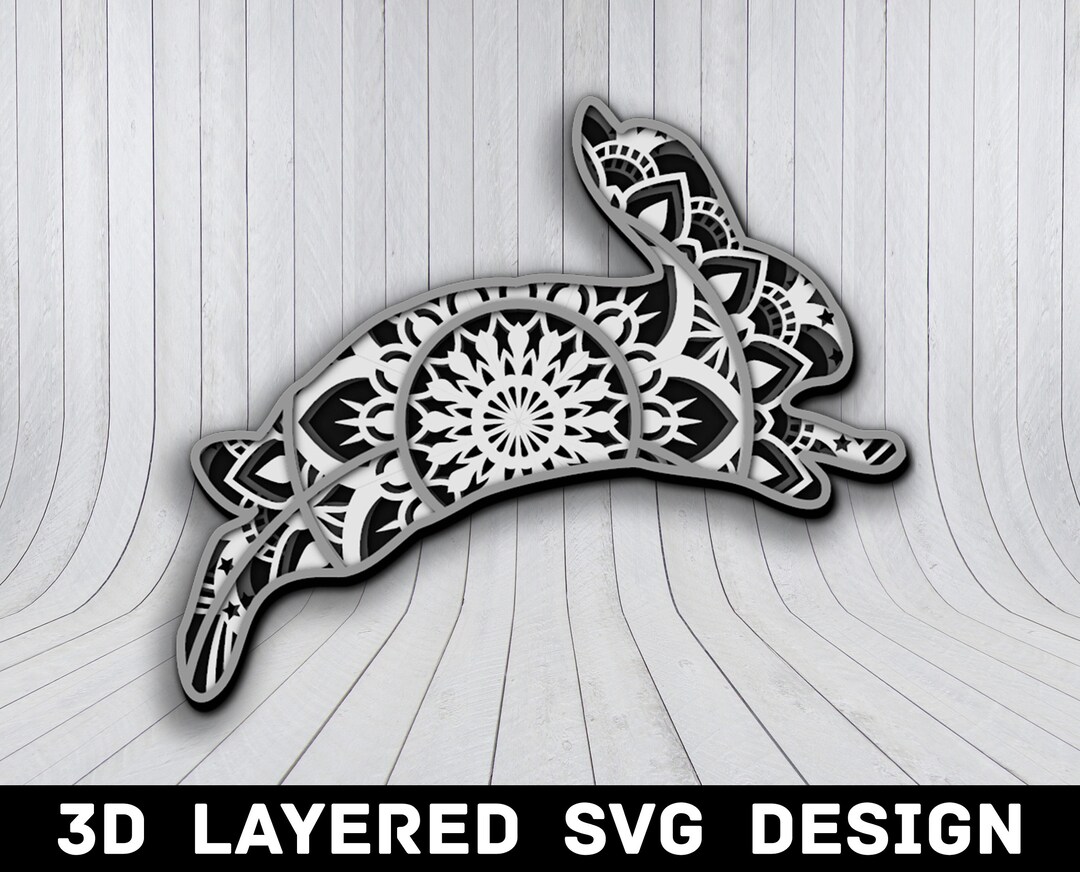 3D Mandala Rabbit SVG File, Rabbit Mandala SVG Files, Hare Mandala ...