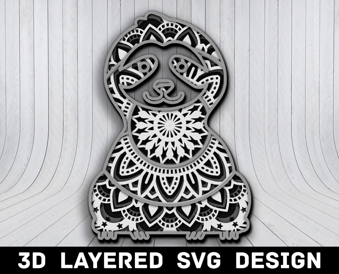 3D Mandala Sloth SVG File, 3D Sloth Mandala SVG Files, Sloth 3D Mandala ...