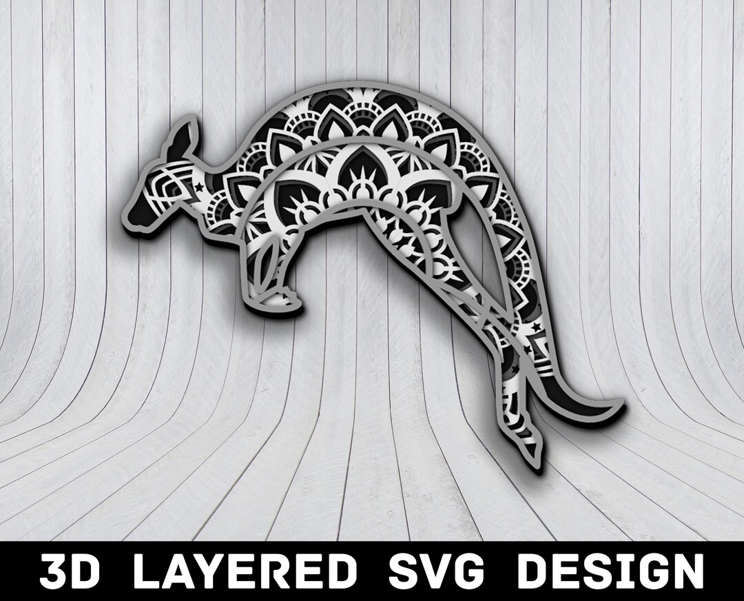 3D Mandala Kangaroo SVG File, Kangaroo SVG Files, Kangaroo 3D Mandala ...