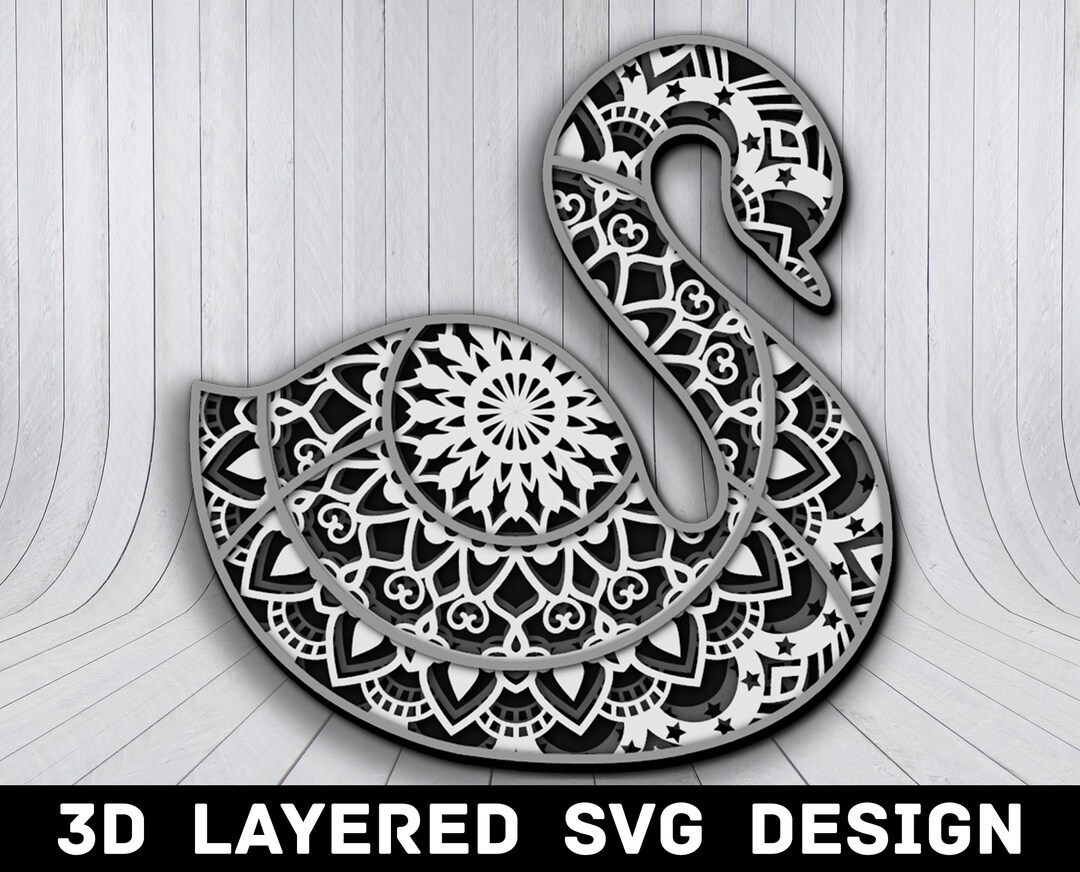 3D Mandala Swan SVG File, Swan Mandala SVG Files, Cricut Swan 3D ...