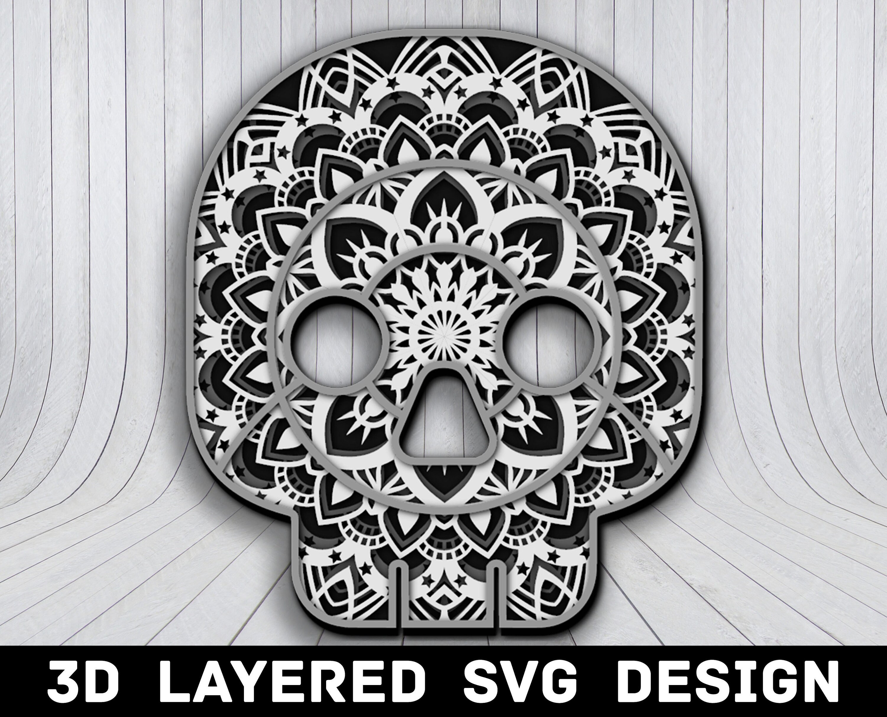3D Mandala Skull SVG File Skull Mandala SVG Files Skeleton | Etsy
