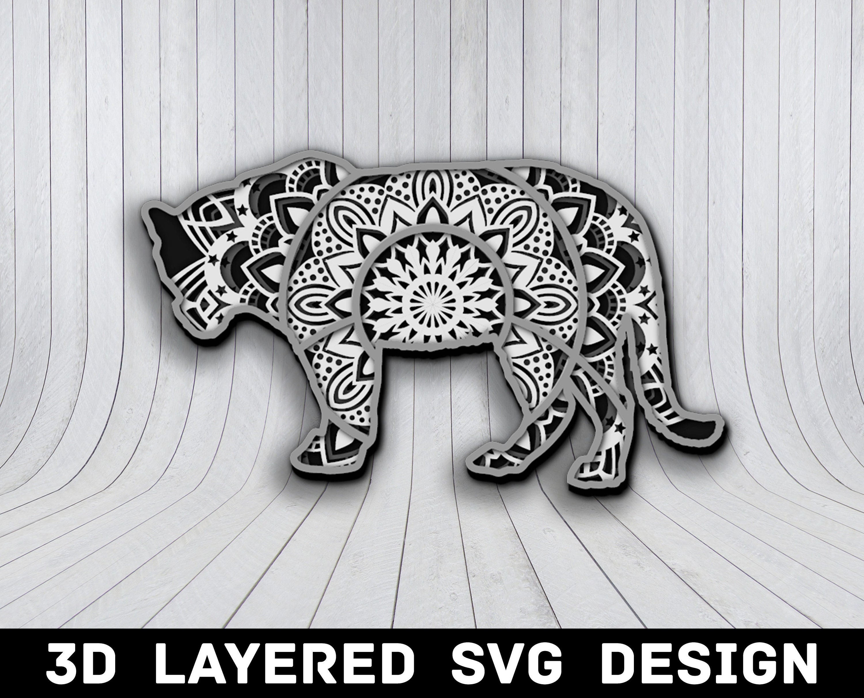 3D Mandala Lion SVG File, Lion Mandala SVG Files, Lioness 3D Mandala ...
