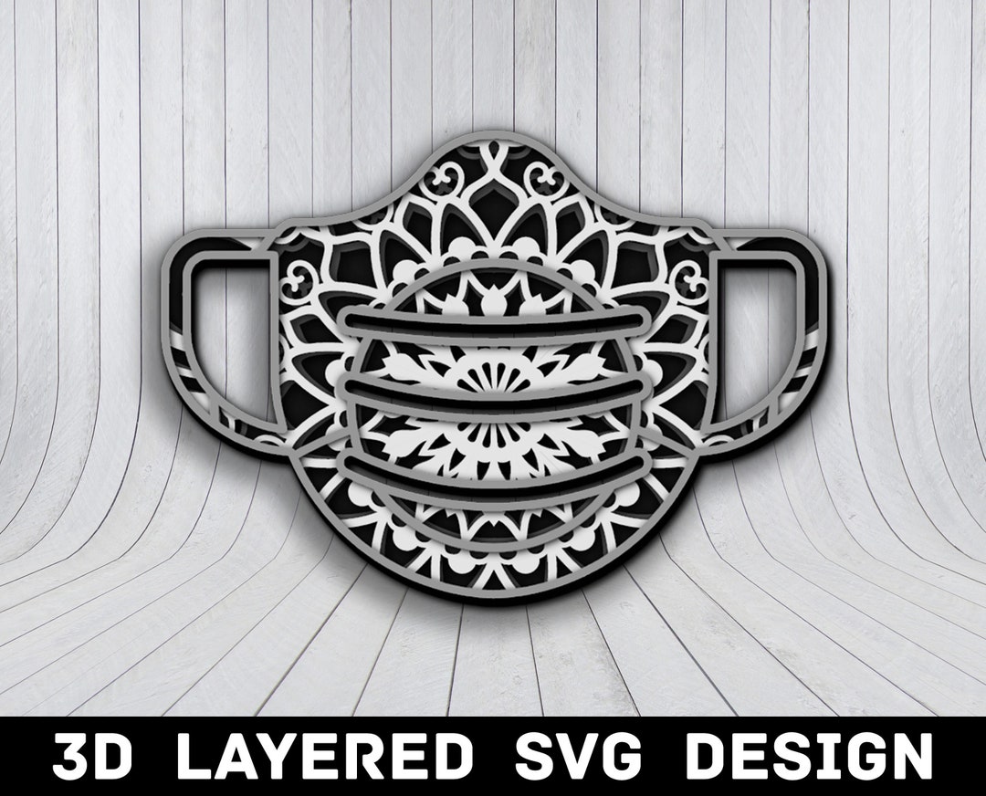 3D Mandala Face Mask SVG File, Facemask SVG Files, Mask 3D Mandala ...