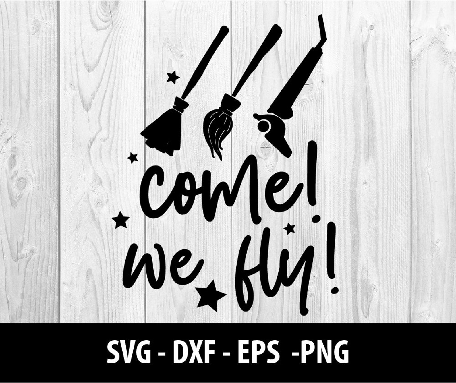 Come We Fly SVG Hocus Pocus SVG Halloween Moon Broom Fly | Etsy