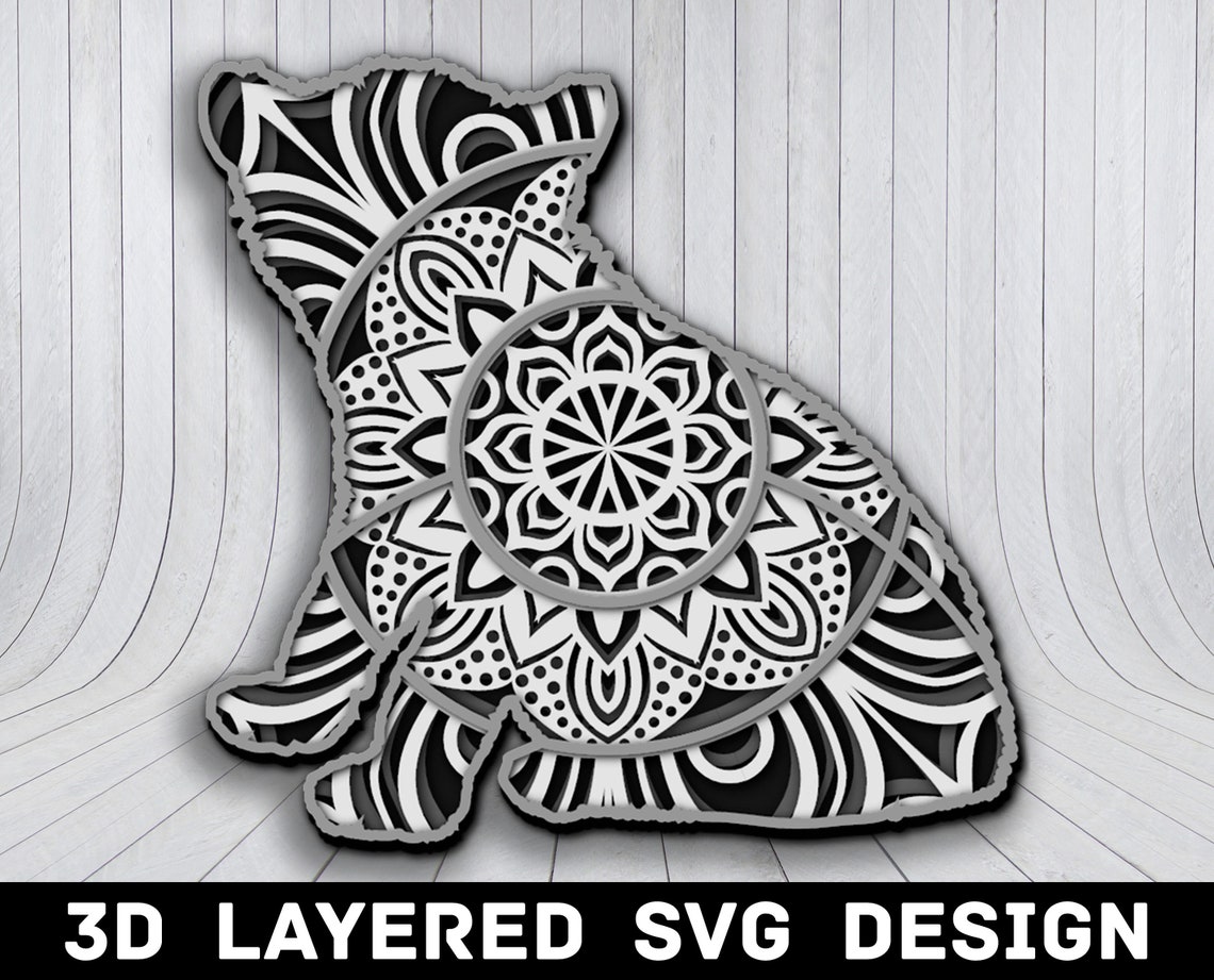 3D Mandala Lion SVG File, Lion Mandala SVG Files, Lioness 3D Mandala ...
