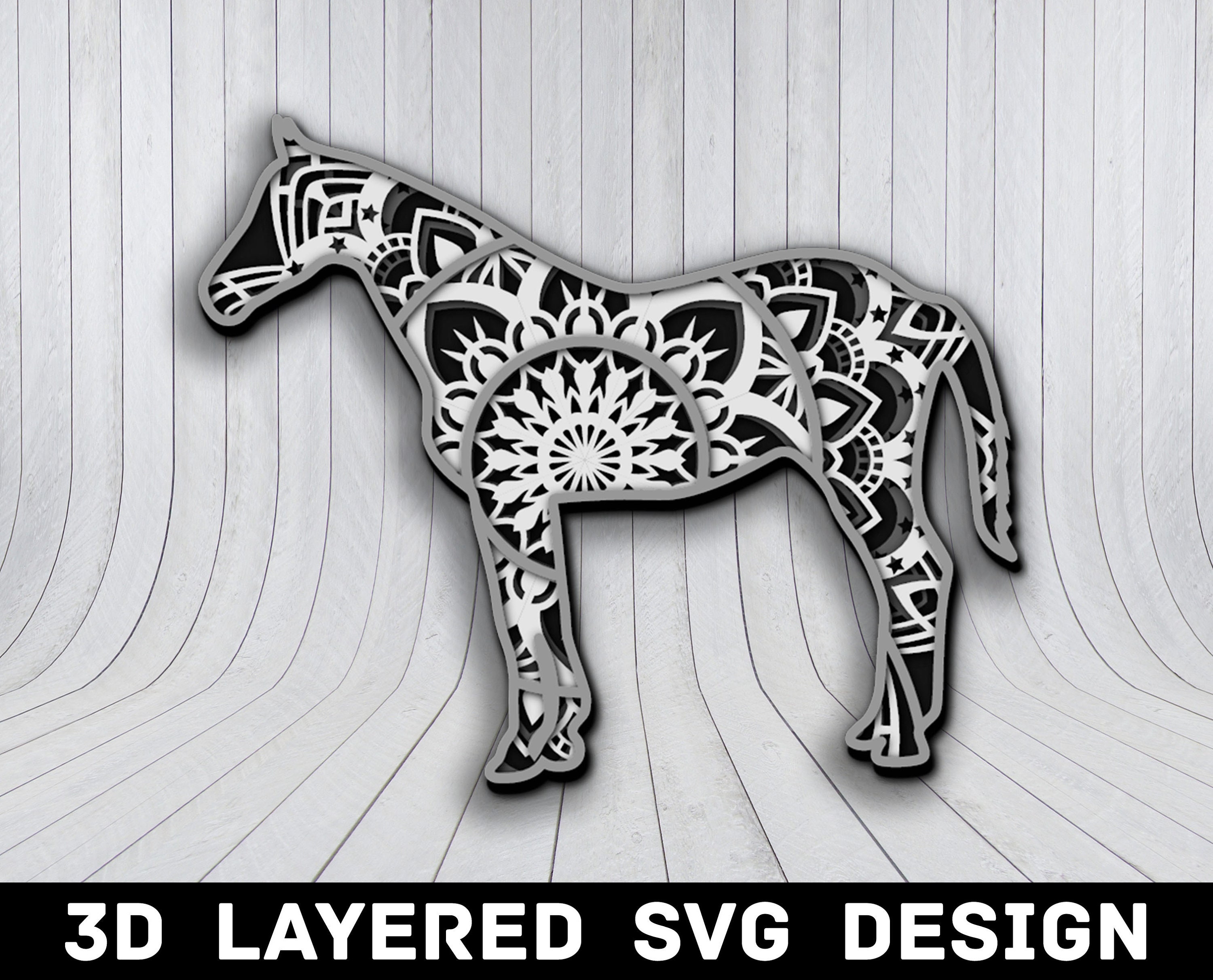 3D Mandala Horse SVG File Horse Mandala SVG Files Stallion | Etsy