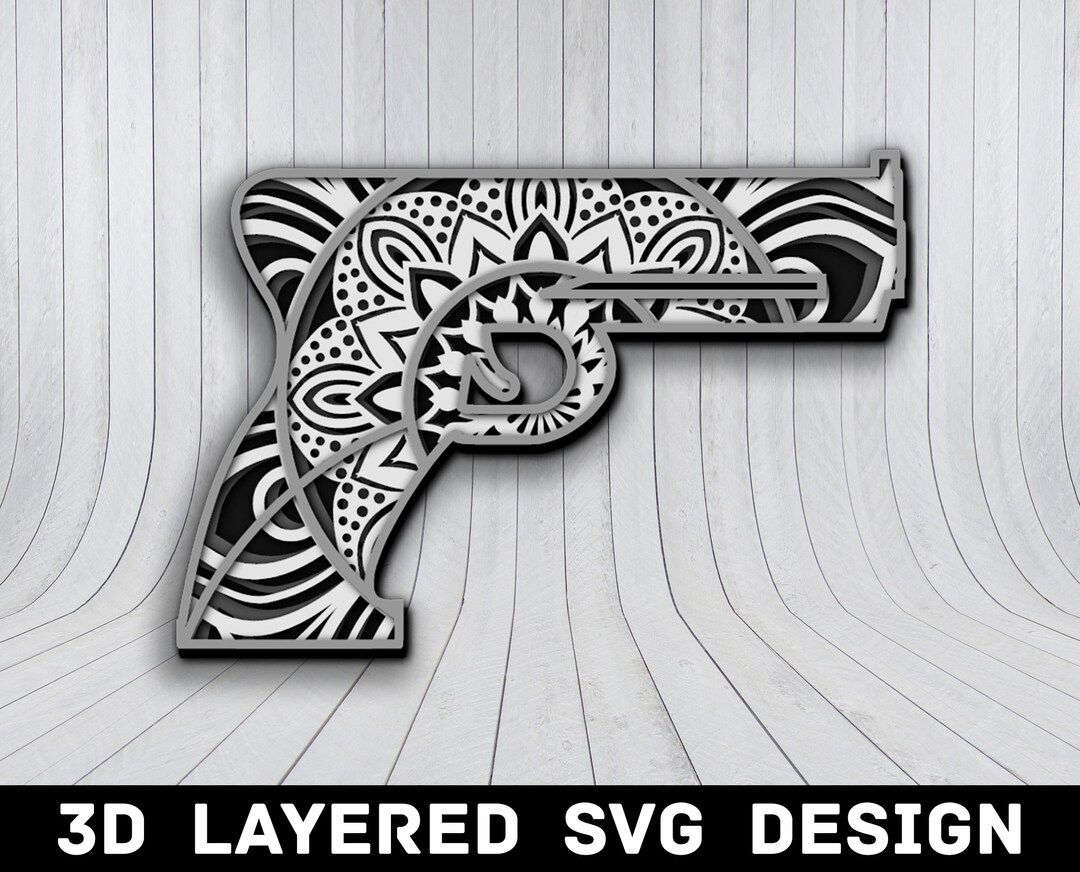 3D Mandala Gun SVG File Gun Mandala SVG Rifle Pistol Bullet - Etsy