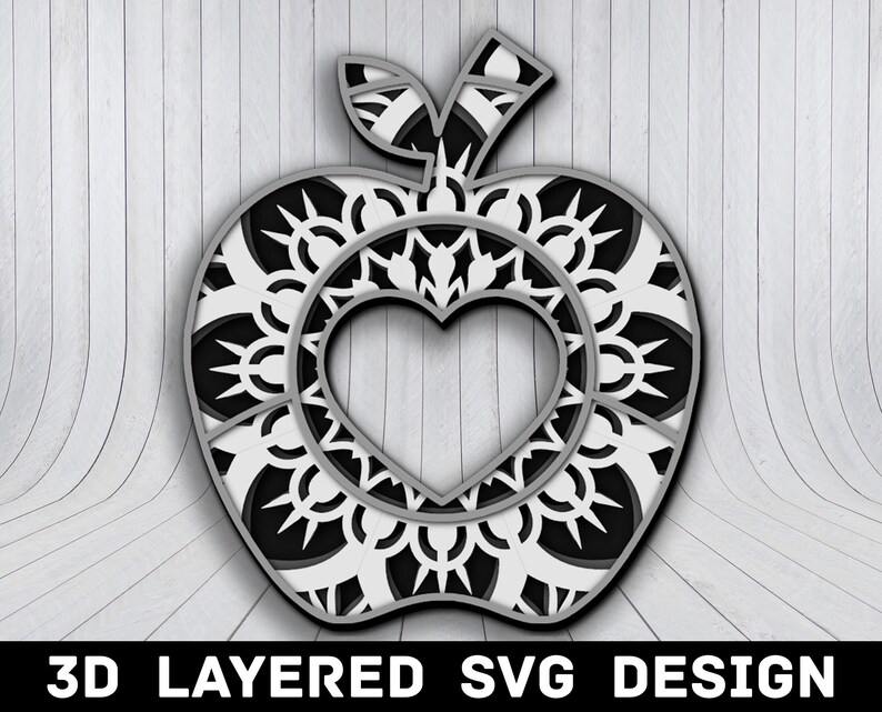 3D Mandala Apple SVG File 3D Apple Mandala SVG Files Virtual - Etsy
