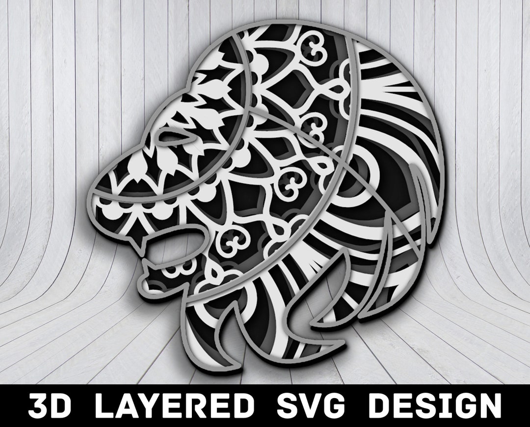 3D Mandala Lion SVG File, Lion Mandala SVG Files, Lioness 3D Mandala ...