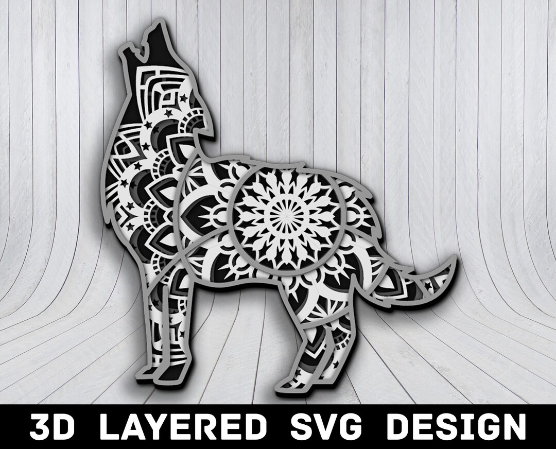 3D Mandala Wolf SVG File, Wolf Mandala SVG Files, Werewolf 3D Mandala ...
