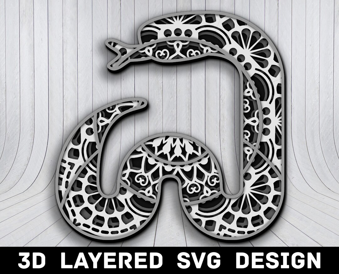 3D Mandala Snake SVG File, Snake Mandala SVG Files, Viper Snake Mandala ...