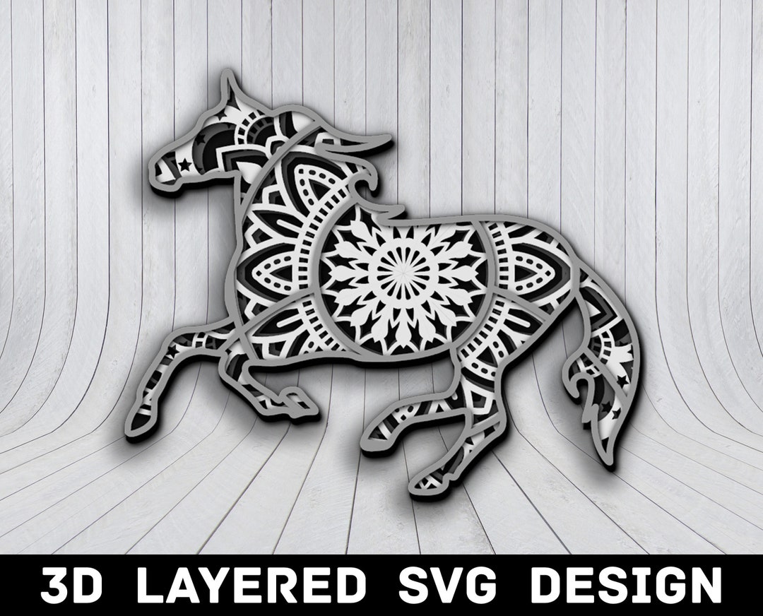 3D Mandala Horse SVG File, Horse Mandala SVG Files, Stallion 3D Mandala ...