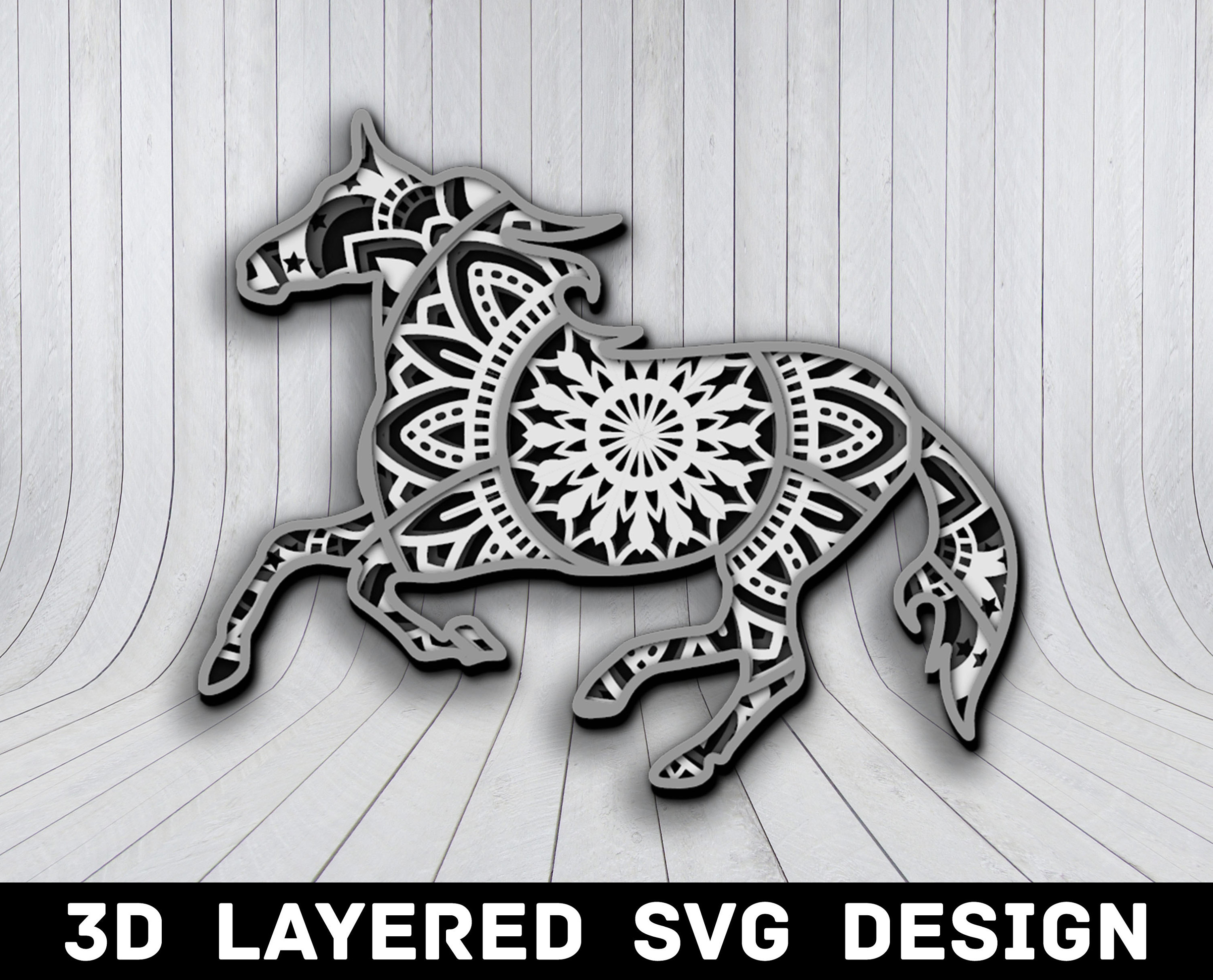 3D Mandala Horse SVG File Horse Mandala SVG Files Stallion | Etsy
