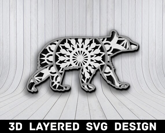 3D Mandala Bear SVG File Bear Mandala SVG Files Mama Bear 3D | Etsy
