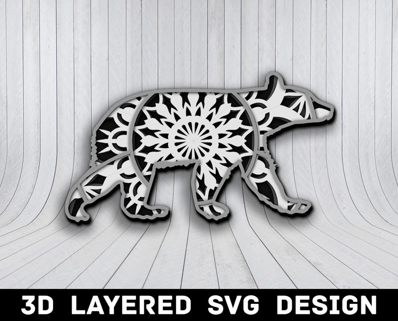 3D Mandala Bear SVG File, Bear Mandala SVG Files, Mama Bear 3D Mandala ...