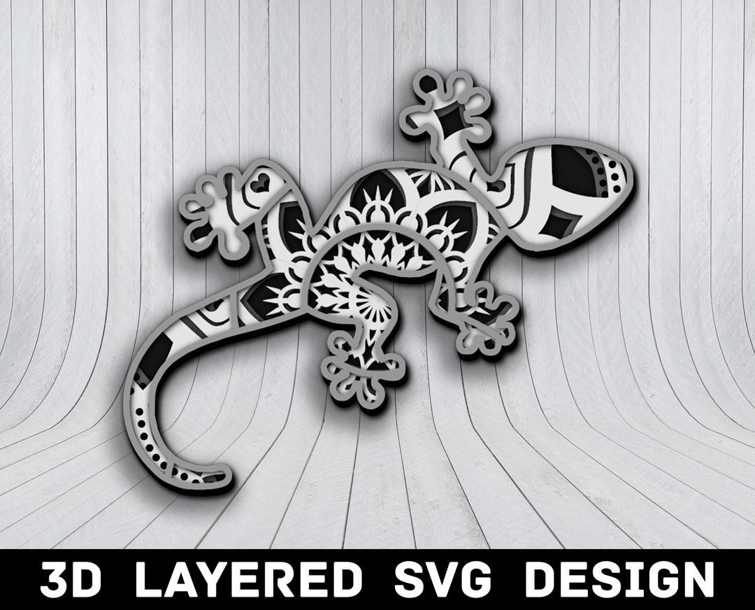 3D Mandala Gecko SVG File, Lizard Mandala SVG Files, Lizard 3D Mandala ...