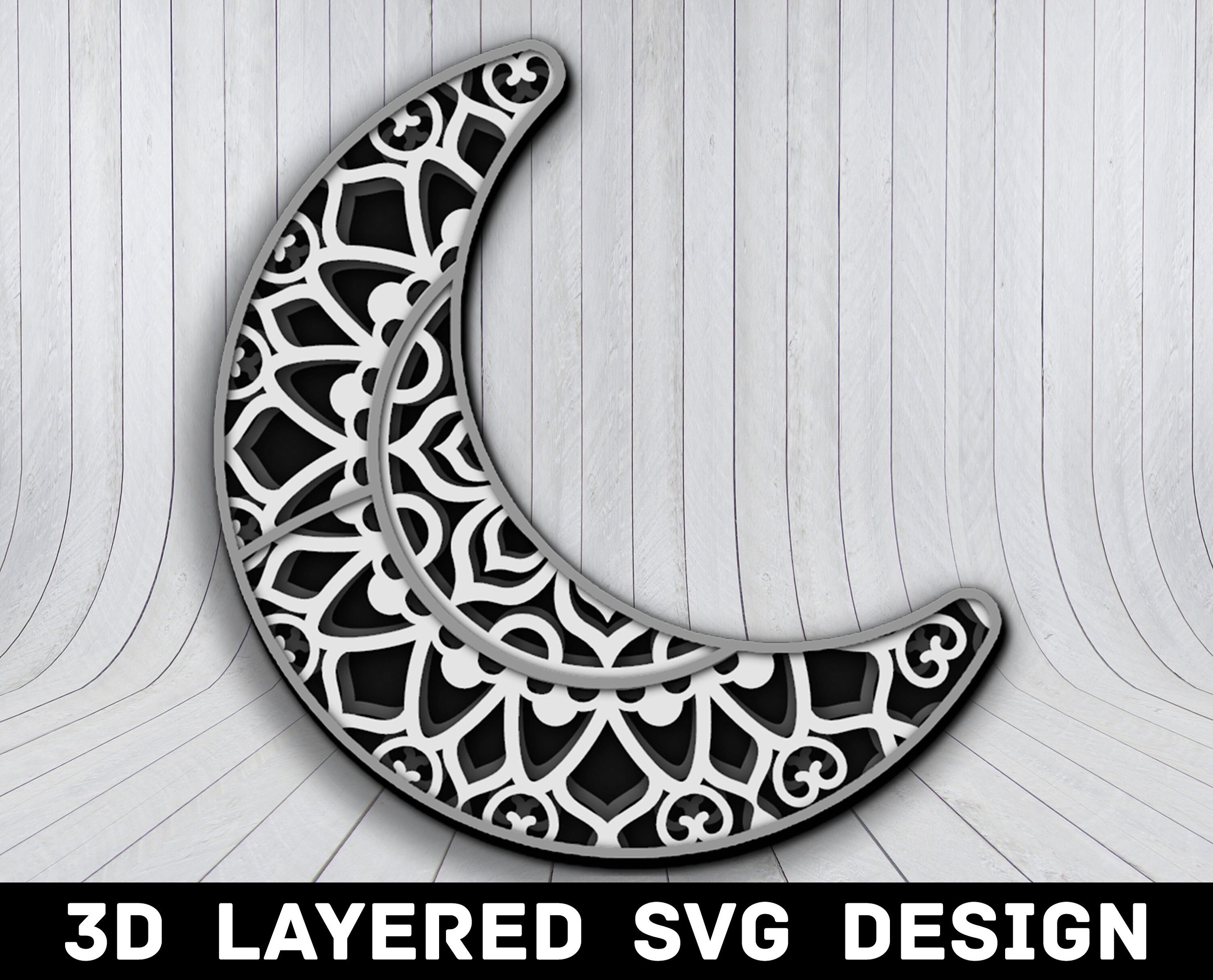 Layered Moon Mandala Svg 3D Moon SVG Mandala Svg Cut File for Glowforge ...