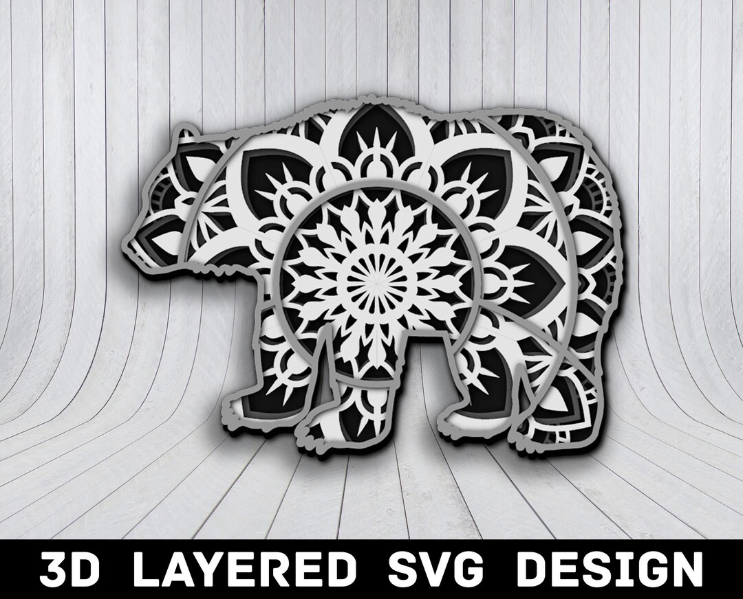 3D Mandala Bear SVG File Bear Mandala SVG Files Mama Bear 3D - Etsy