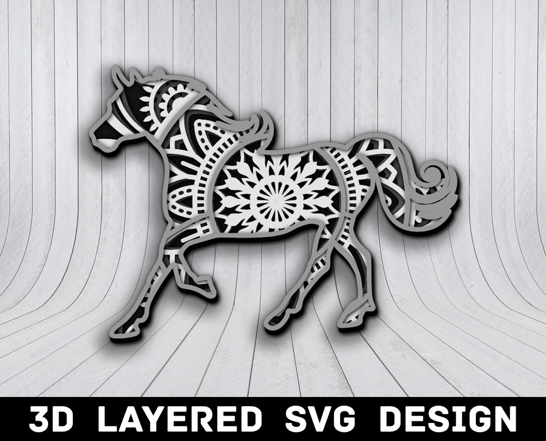 3D Mandala Horse SVG File, Horse Mandala SVG Files, Stallion 3D Mandala ...