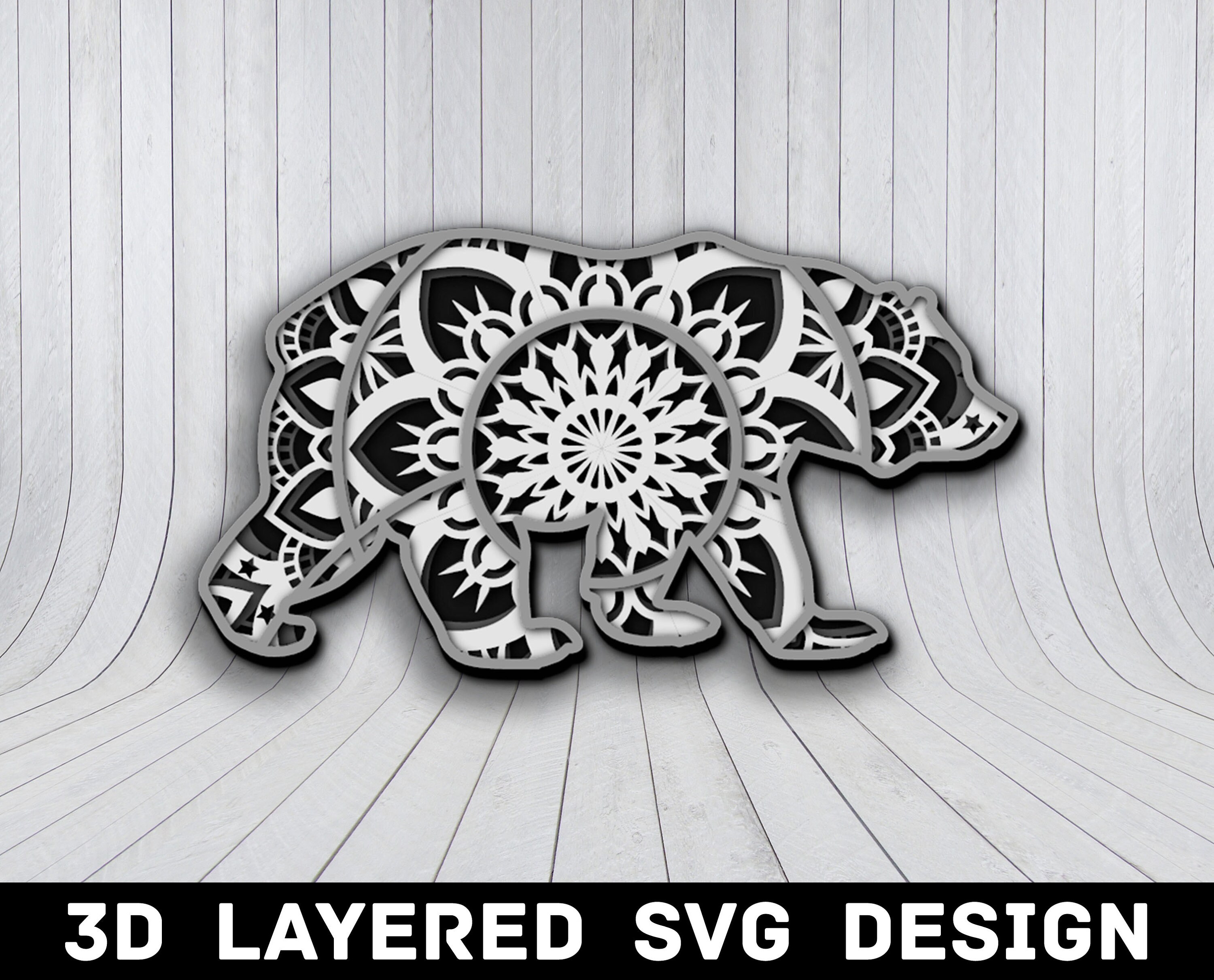 3D Mandala Bear SVG File Bear Mandala SVG Files Mama Bear 3D - Etsy