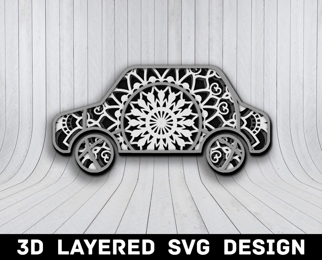 3D Mandala Car SVG File, 3D Car Mandala SVG Files, Racing Car 3D ...