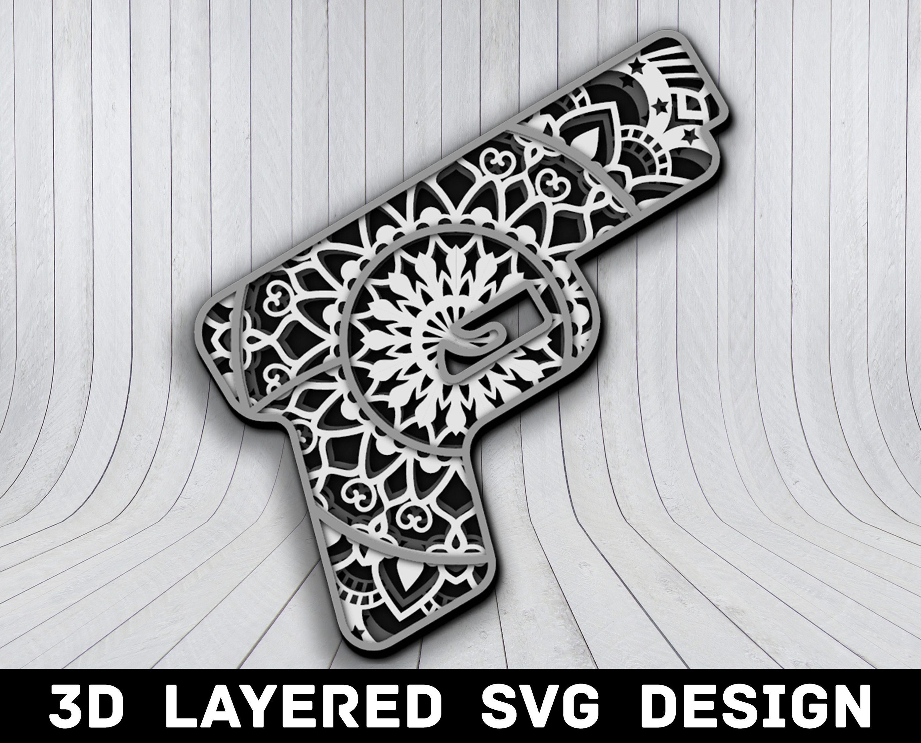 3D Mandala Gun SVG File Gun Mandala SVG Rifle Pistol Bullet - Etsy ...