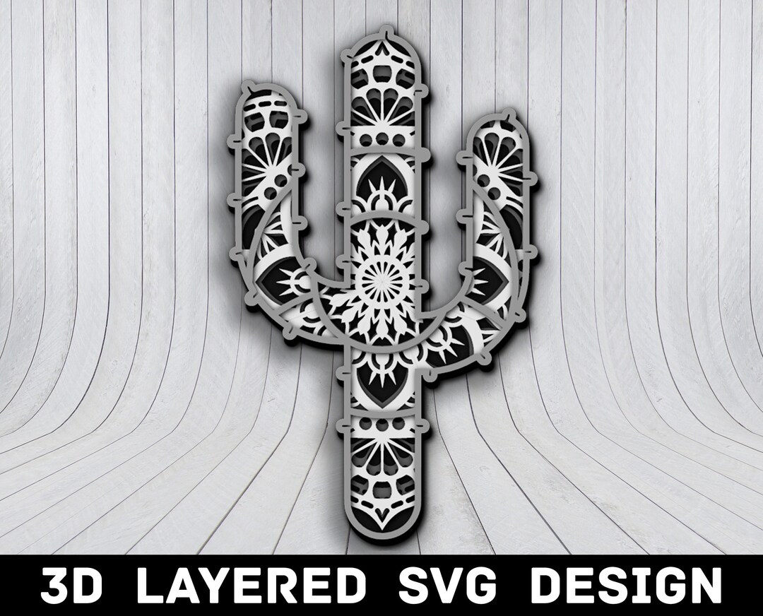 3D Mandala Cactus SVG File, Cactus Mandala SVG Files, Cactus 3D Mandala ...