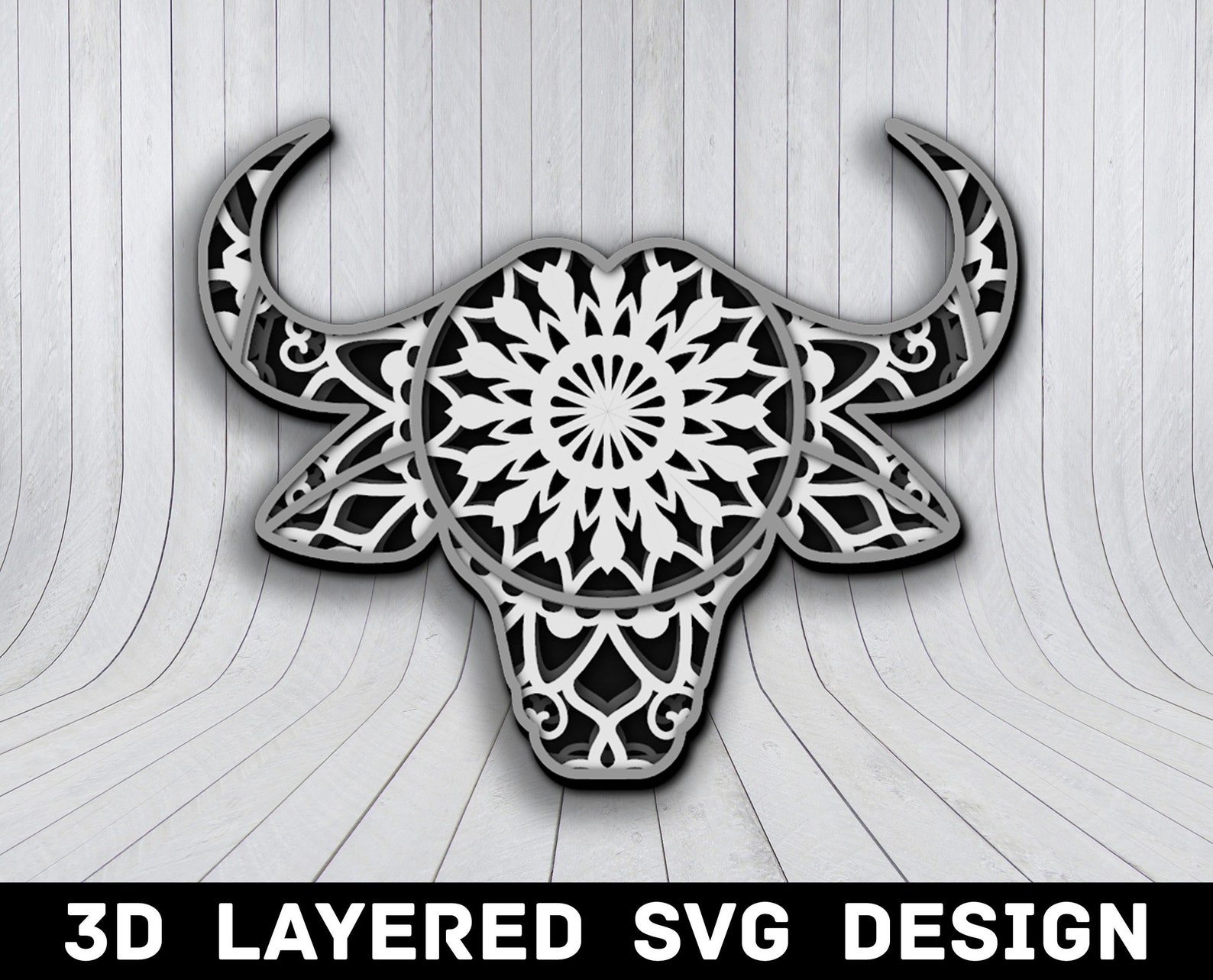 3D Mandala Buffalo SVG File Buffalo SVG Files Bull 3D - Etsy