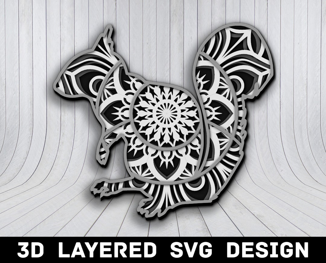 3D Mandala Squirrel SVG File, Squirrel SVG Files, Squirrel 3D Mandala ...