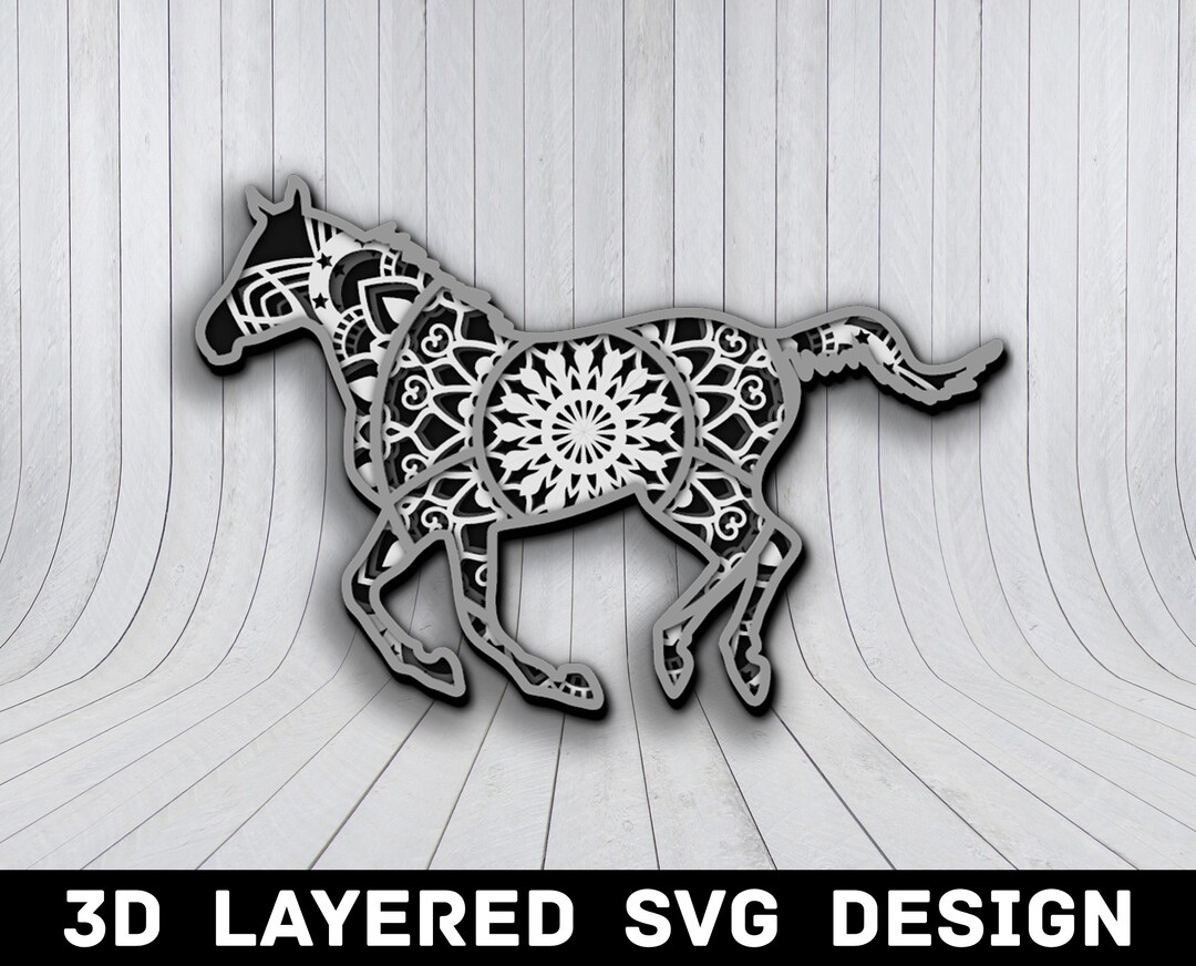 3D Mandala Horse SVG File, Horse Mandala SVG Files, Stallion 3D Mandala ...
