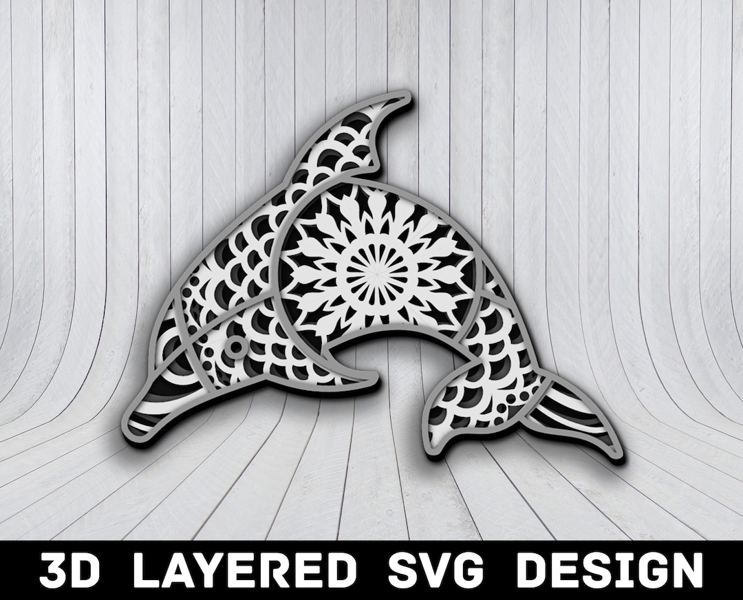 3D Mandala Delphin SVG-Datei, 3D Delphin SVG-Dateien, Delphin 3D ...