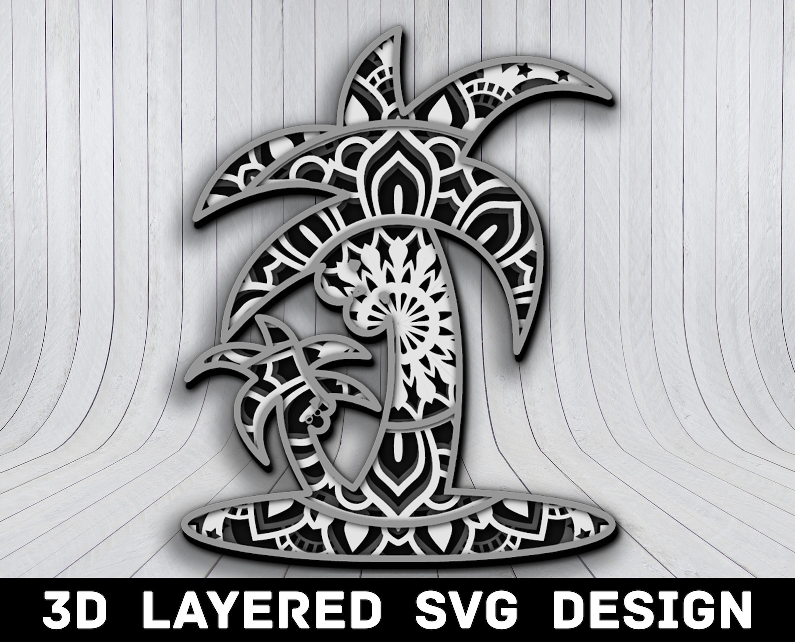 3D Mandala Palm Tree SVG File Palm Tree SVG Beach Tree 3D | Etsy