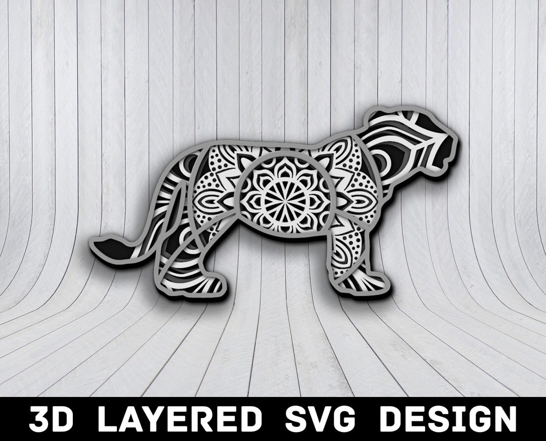 3D Mandala Lion SVG File, Lion Mandala SVG Files, Lioness 3D Mandala ...