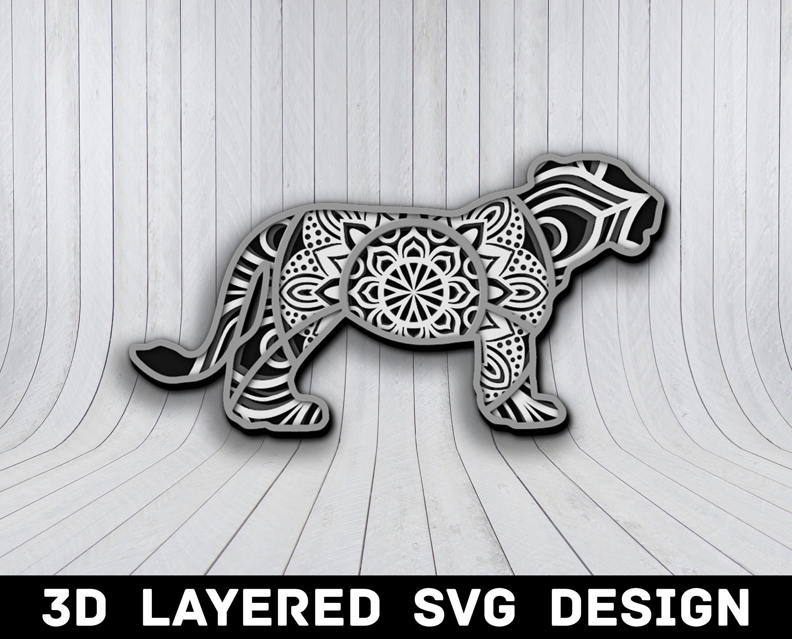 3D Mandala Lion SVG File Lion Mandala SVG Files Lioness 3D | Etsy