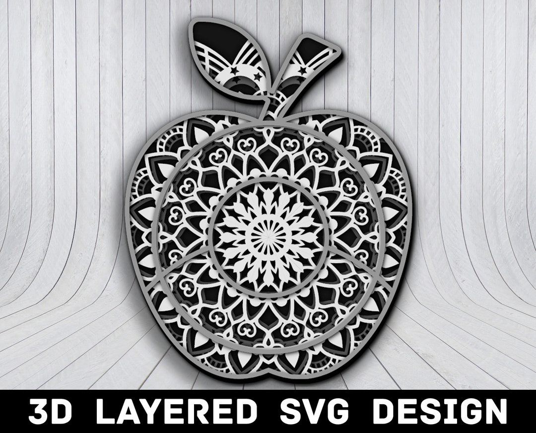3D Mandala Apple SVG File, 3D Apple Mandala SVG Files, Virtual Learning ...