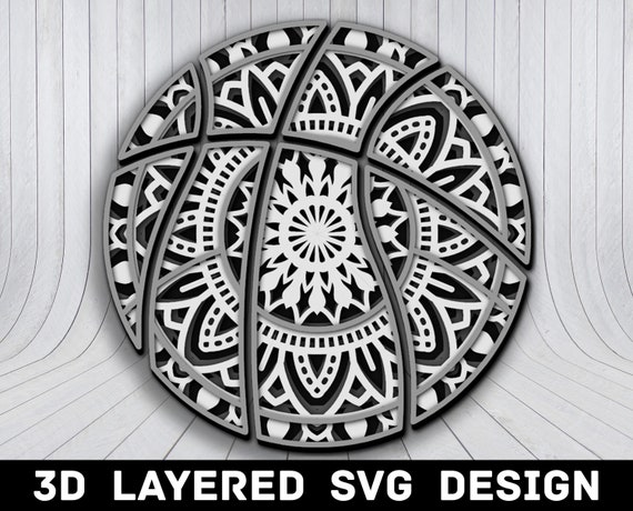 3D Mandala Basketball SVG File Basketball SVG Basketball - Etsy