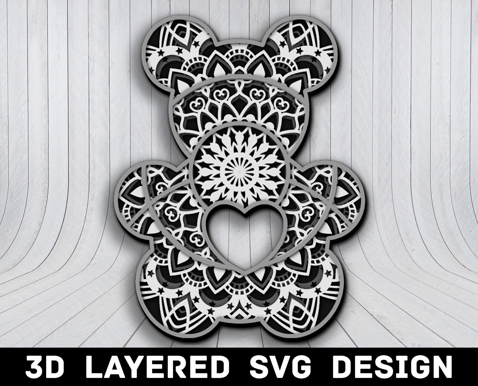 3D Mandala Teddy Bear SVG File 3D Bear SVG Teddy Bear 3D - Etsy
