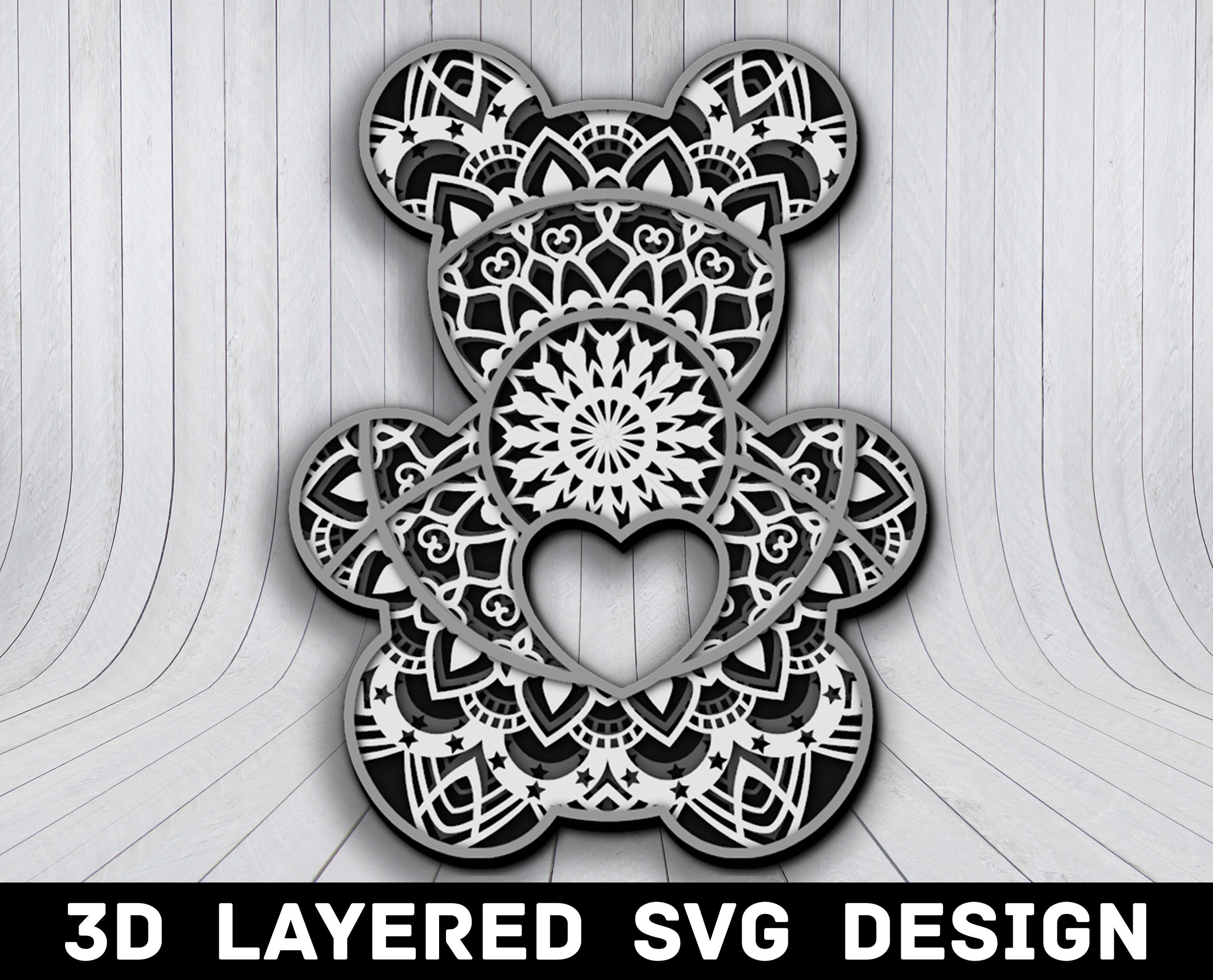 3D Mandala Teddy Bear SVG File 3D Bear SVG Teddy Bear 3D - Etsy Finland