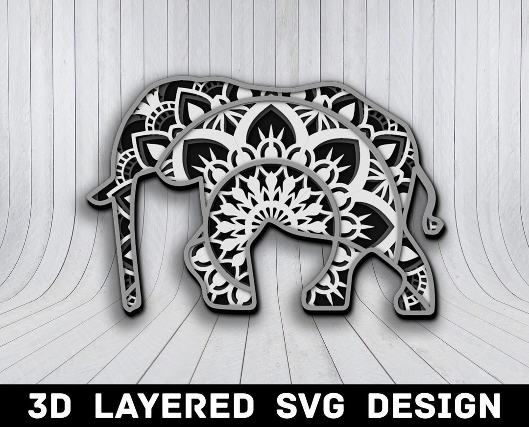 3D Mandala Elephant SVG File, Elephant SVG Files, Elephant 3D Mandala ...