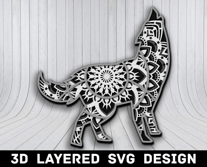 3D Mandala Wolf SVG File Wolf Mandala SVG Files Werewolf 3D - Etsy