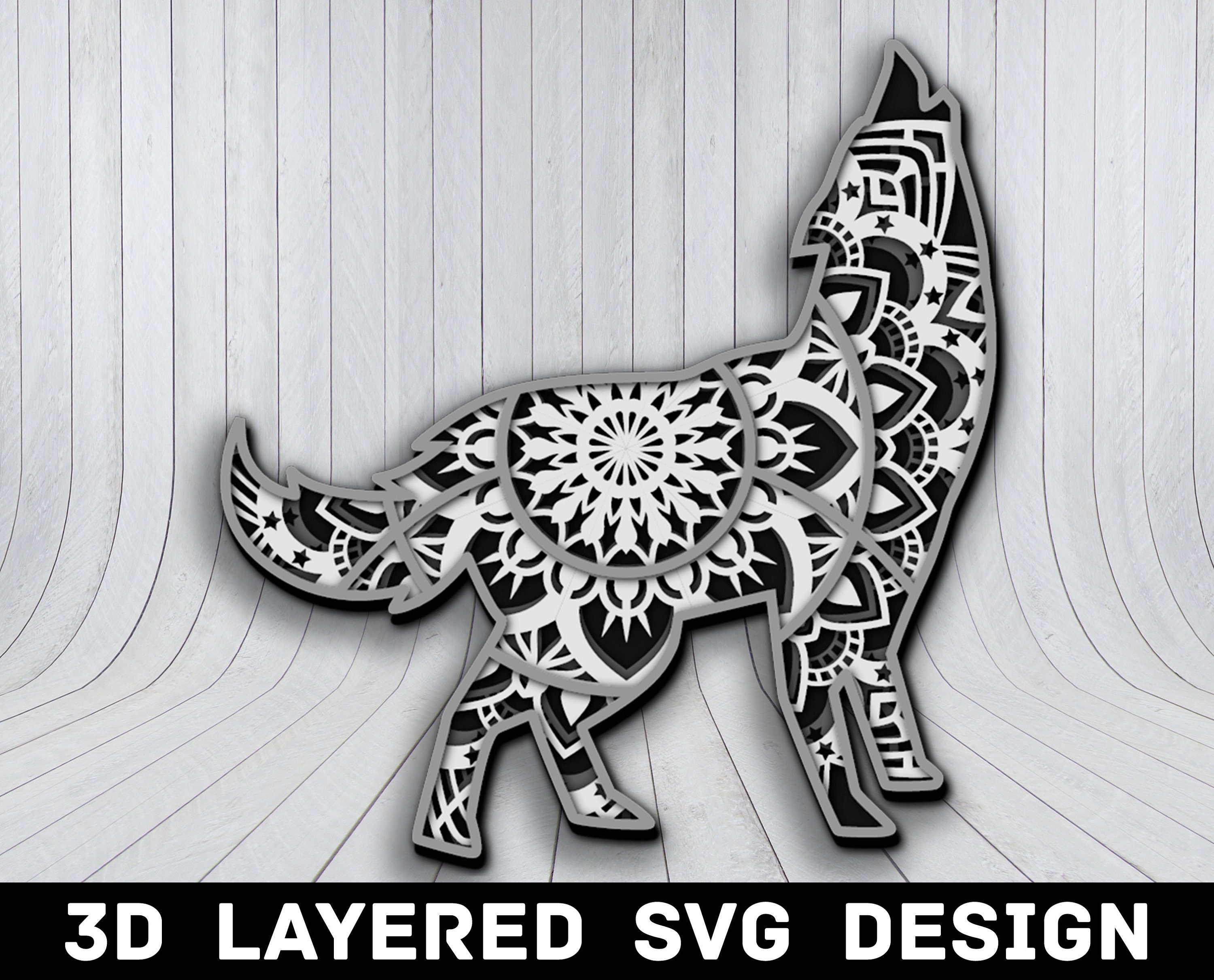 3D Mandala Wolf SVG File Wolf Mandala SVG Files Werewolf 3D | Etsy